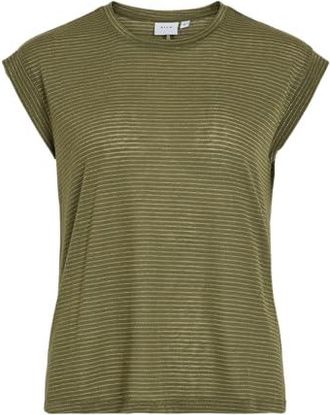 Vila Vila O-Neck S/L Top Vimirella Haut à col Rond S/L, Capulet Olive, S Femmes