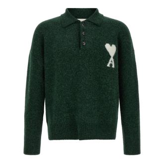 Ami Homme, Pulls, Vert, Taille: M Polo &agrave; manches longues De Coeur