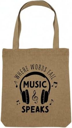Fabulous Sac Shopping Tote Bag Aspect Lin - Where Words Fail Music Speaks Music Musician Song - Sac de Courses Toile Epaisse 360g Beige Naturel Cabas Port&eacute; Epa