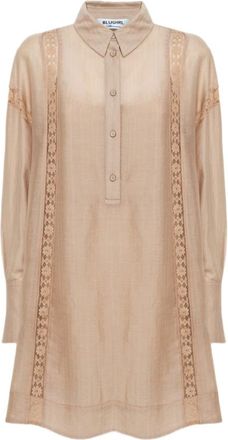 Blugirl Femme, Robes, Beige, Taille: 38 FR Abito corto in Lyocell profili in pizzo