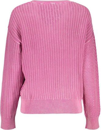 Desigual Strickpullover Rosa Damenpullover mit Stickerei und Kontrastdetails - Rundhals-Desi