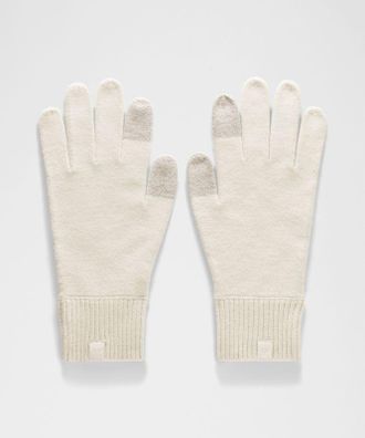 lululemon Warm Revelation Handschuhe - Gr&ouml;&szlig;e L in Heathered Light Ivory