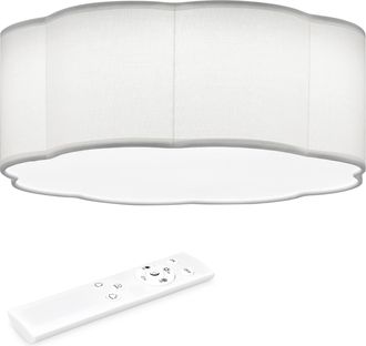 Navaris LED Deckenleuchte Blumenform 8 Blätter - dimmbar mit Fernbedienung - verstellbare Farbtemperatur - Design Stoff Deckenlampe - Weiß