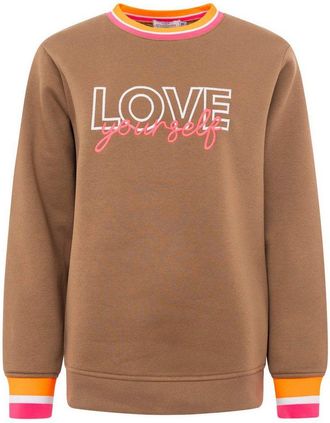 Zwillingsherz Hoodie Love Yourself Rundhals, gestreifte Neon-B&uuml;ndchen, gestickter Schriftzug