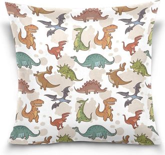 Linomo Kissenbezug 45x45 cm, Bunt Tier Dinosaurier Muster Dekorative Kissenbezug Kissenhülle für Couch Sofa Bett Hause