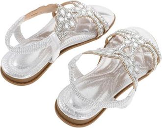 Frcolor Sandales Femme Été Argentées Sandales Bling à Confortables pour Plage Shopping et Voyage