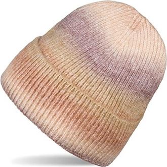 styleBREAKER Bonnet Tricot&eacute; Femme avec Rayures D&eacute;grad&eacute; en Look Ombr&eacute;, Bonnet Tricot&eacute; Fin, Bonnet Tricot&eacute; 04024199, Couleur:Rouille-Beige-Aubergine