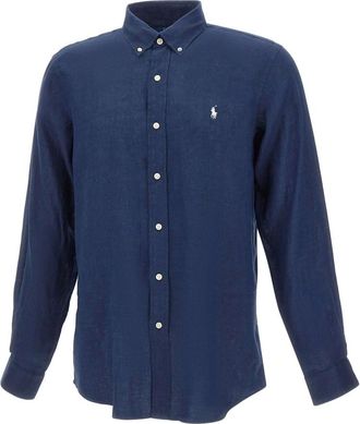 Polo Ralph Lauren Homme, Chemises, Bleu, Taille: L Pony Linen Shirt