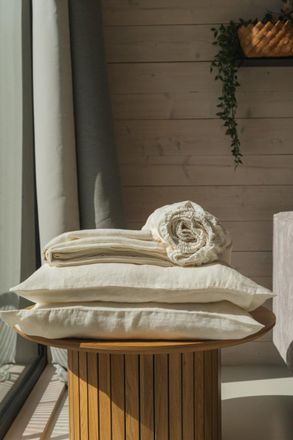 AmourLinen unisex vegan Bettw&auml;scheset Leinen Wei&Atilde;Y