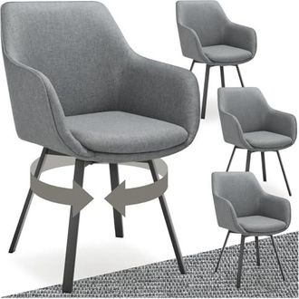 TecTake Lot de 4 Chaise pivotante de Salle &agrave; Manger Moderne Fauteuil salon Chaise Ergonomique Rembourr&eacute;e Confortable Chaise Design Meuble salon pour Salle &agrave; m