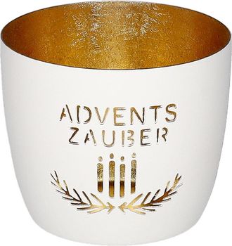 Giftcompany Madras Windlicht M Adventszauber weiß/Gold 8,5cm