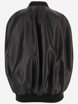 Balenciaga Womens Sleeveless Leather Bomber Jacket Black