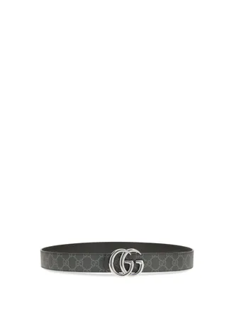 Gucci Mens Reversible Gg Marmont Belt Black-Black Calf Leather Bos Taurus E Braces Black/black