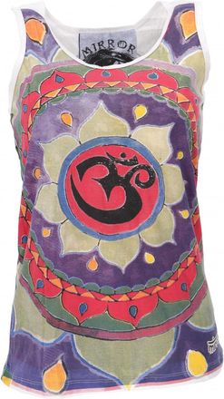 Guru Shop Mirror Tank Top, Yoga-Top - Mandala OM/weiß, Damen, Baumwolle, Size:M
