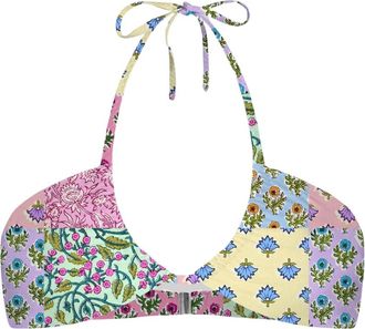 MC2 Saint Barth Femme, Maillots de bain, Multicolore, Taille: 42 FR Dahlia Patchwork Floral Halter Bikini Top