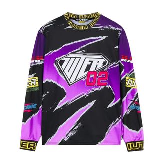 Iuter Retro Motocross Langarmshirt Lila - - Tops - Herren - Lila - XL