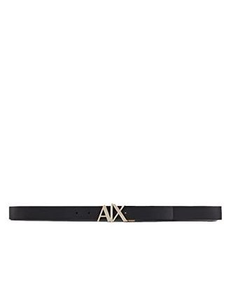 A|X Armani Exchange Gold AX Buckle Reversible Hinge Belt Ceinture, Bleu fonc&eacute;, 34/90cm Femme