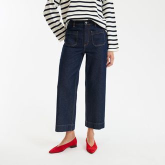 La Redoute Collections Jean Large Denim Taille Haute Forme Raccourcie