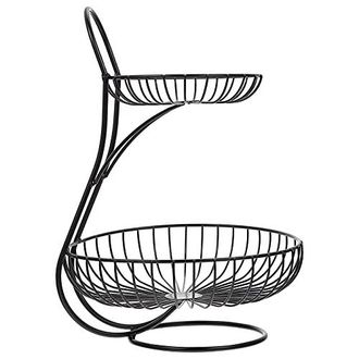 Artibetter Panier de service &agrave; fruits &agrave; 2 &eacute;tages pour fruits et l&eacute;gumes - Panier &agrave; pour la maison, le restaurant, la cuisine - Noir