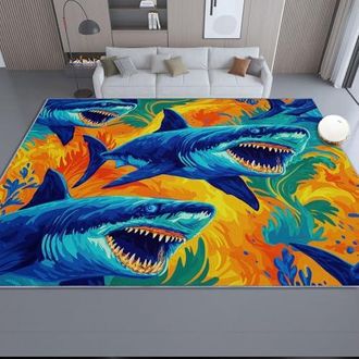 Generic Paillasson Antid&eacute;rapant Bleu 120 x 170 cm, Tapis de Sol dint&eacute;rieur Lavable pour entr&eacute;e Cuisine Chambre &agrave; Coucher paillasson d&eacute;coratif, imprim&eacute; Animaux