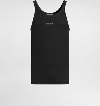 Dolce & Gabbana Cotton Tank Top With Print - Mann T-shirts Und Polos Braun 56