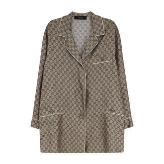 Gucci Bedruckte Seiden-Twill-Bluse - - Nightwear & Lounge - Damen - Beige - XS