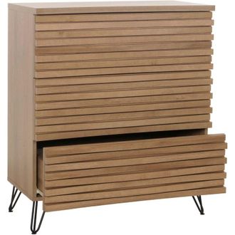 Hhg jamais utilis&eacute;] Commode 449, Sideboard Armoire Highboard, design 3D 3 tiroirs mdf m&eacute;tal 94x80x45cm, naturel
