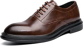 Generic Chaussures habill&eacute;es for Hommes, &agrave; Lacets, Bout Rond Poli, en Similicuir antid&eacute;rapant, Talon Bloc, id&eacute;ales for Les Mariages.(Marron,46 EU)