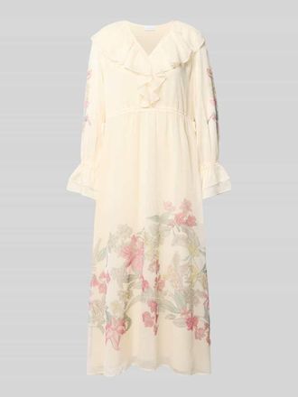 Comma Maxikleid mit R&uuml;schen&auml;rmeln