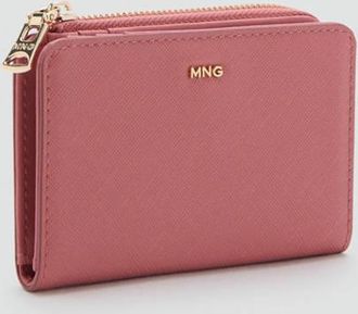 Mango Portefeuille effet saffiano &agrave; rabat rose - Femme - Taille unique - MANGO