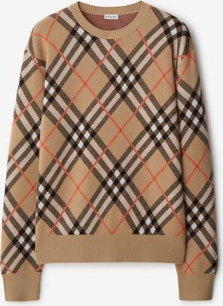 Burberry Woll-Mohairmisch-Pullover in Check, Size: XXS