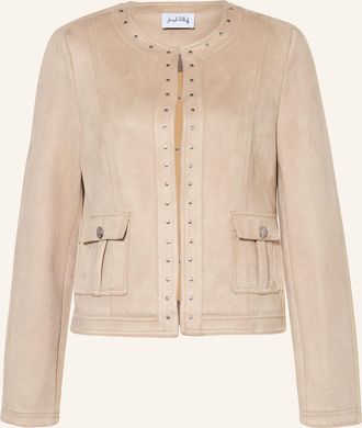 Joseph Ribkoff Kastenjacke In Lederoptik Mit Nieten beige