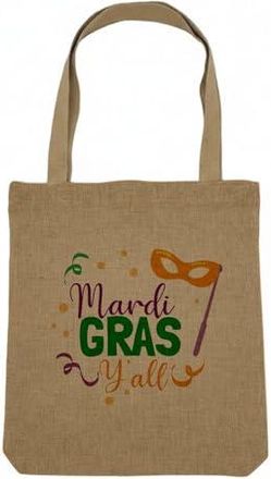 Fabulous Sac Shopping Tote Bag Aspect Lin - Mardi Gras Yall Carnival Disguise New Orleans - Sac de Courses Toile Epaisse 360g Beige Naturel Cabas Port&eacute; Epaule 