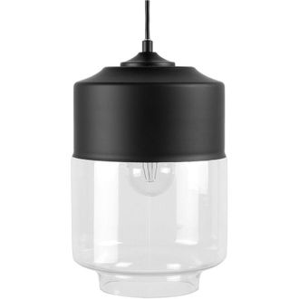 Beliani Suspension Design Lampe Plafond Bicolore en Acier Noir et Verre Transparent E27 Max. 60W pour &Eacute;clairage de Salle &agrave; Manger ou Salon Moderne Beliani