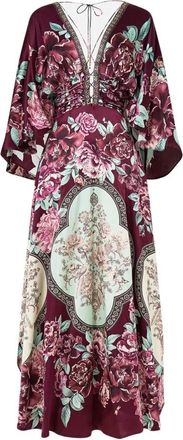 Camilla Femme, Robes, Multicolore, Taille: 40 FR If These Tiles Could Talk V Neck Lace Up Detail Long Dress