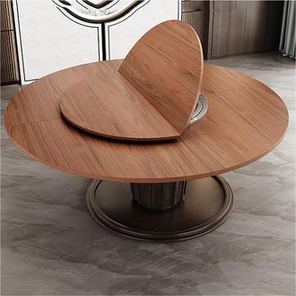 Generic Runde, klappbare Tischplattenverl&auml;ngerung aus Holz, 4-Fach faltbar, tragbare Tischplatte ohne Beine for Essen, for Partys oder Kartenspiele(Brown,1.4m