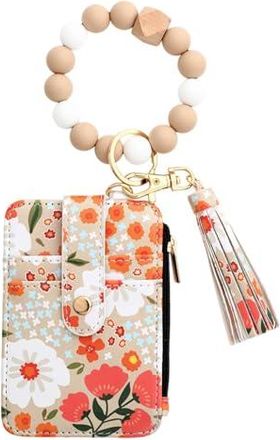 Generico Porte-cl&eacute;s &agrave; pompon - Porte-cl&eacute;s de style boh&egrave;me pour rouge &agrave; l&egrave;vres, petits &eacute;l&eacute;ments essentiels, portefeuille &eacute;l&eacute;gant | Motif de cl&eacute; &agrave; gland &agrave; motif 