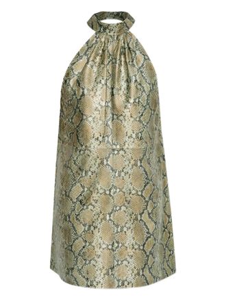 Gestuz Neckholder-Kleid aus Schlangenleder - Gelb