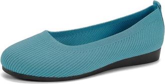 Generic Ballerines plates en tricot pour femme - Bout rond - Chaussures plates à enfiler avec soutien de la voûte plantaire - Chaussures de marche confortable
