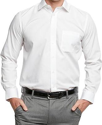 Double TWO Double Two Blanc sans Repassage Chemise Officielle pour Hommes - Blanc, Col 44cm