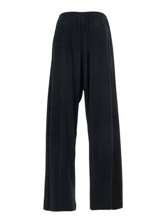 Balenciaga Mens Black Wool Pants With Elastic Waist Trousers