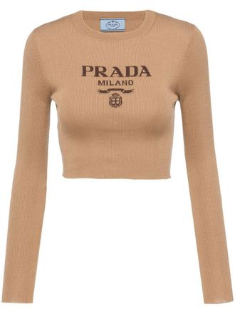 Prada haut en maille intarsia - Marron