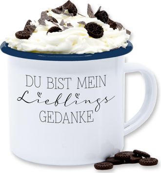 Shirtracer Emaille Tasse Blechtasse - Valentinstag Partner Freund & Freundin - Du bist mein Lieblingsgedanke - 300 ml - Weiß Blau - valentinstasse valentinstagsg