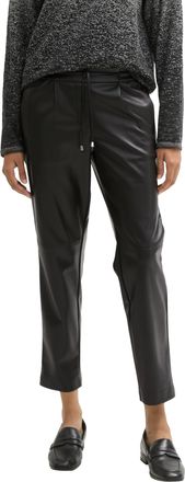 Tom Tailor Damen Loose Fit Hose in Fake-Leder-Optik, 14482 - Deep Black, 42/28