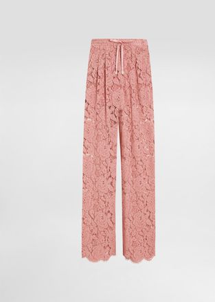 Dolce & Gabbana Ausgestellte Hose Aus Floraler Kordelspitze Mit Dg-logo - Frau Hosen Und Shorts Rosa 44