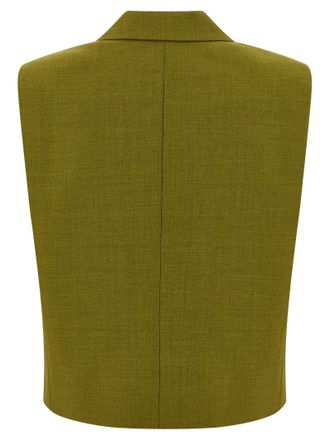 Theory Double-Breasted City Twill Vest - Olive