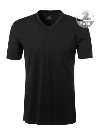 Olymp Herren T-Shirts schwarz Baumwolle