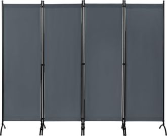 Woltu Paravent 4 Teilig 224x182 cm Dunkelgrau, Raumteiler Freistehend Trennwand und Klappbar, Sichtschutz Spanische Wand für Innen- und Außenbereich, Ideal 