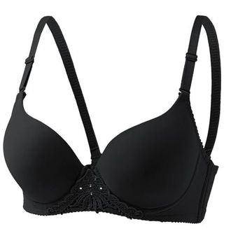 Generic Bustier Dentelle Moyenne et Haute - Sans Armature, Coton B&eacute;b&eacute; Mince, Sous-v&ecirc;tements Confortable et Respirant Bustier Femme Rembourr&eacute;, Noir, 40