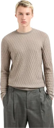 Emporio Armani Homme, Pulls, Beige, Taille: XL Pull en Laine Vierge